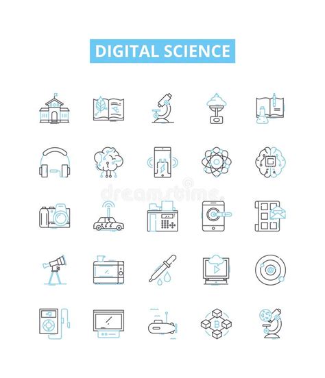 digital science vector line icons set digital science technology