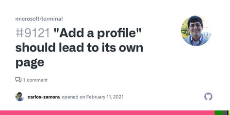 Add A Profile Should Lead To Its Own Page · Issue 9121 · Microsoft