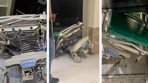 FALLA ELEVADOR DEL IMSS Y QUEDA PRENSADA UNA CAMILLA EN MONTERREY