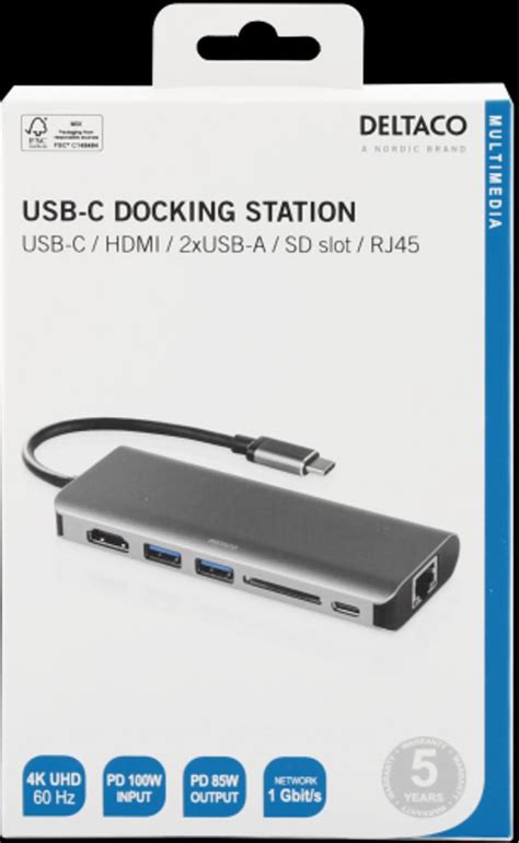 Deltaco Usb C Docking Station Hdmirj45usb Asd