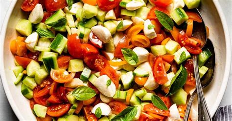 Tomato Cucumber Mozzarella Salad Recipe Cucumber Caprese Salad