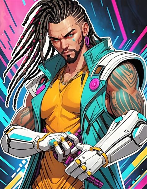 Premium Photo Cyberpunk Man With Dreadlocks With A Cybernetic Arm