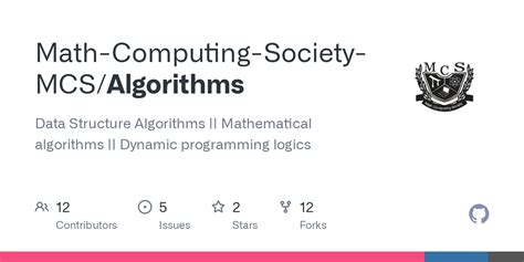 Github Math Computing Society Mcs Algorithms Data Structure Algorithms Mathematical