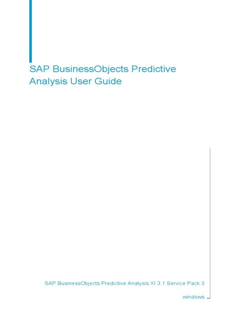 Sap Businessobjects Predictive Analysis User Guide Pdf Predictive Analytics Analytics