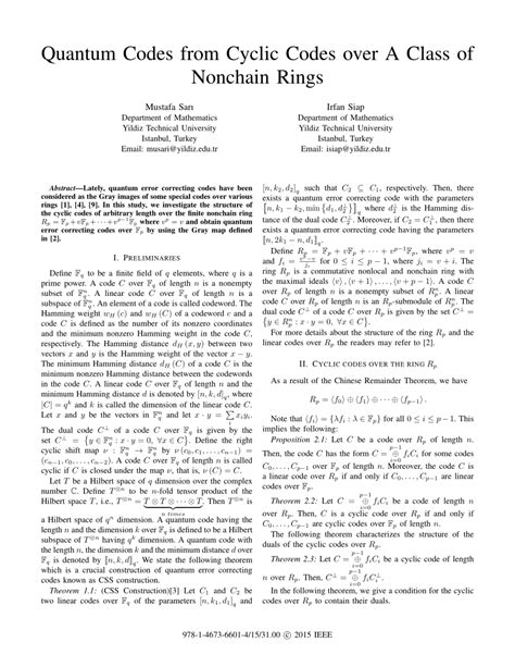 PDF Quantum Codes From Cyclic Codes Over A Class Of Nonchain Rings