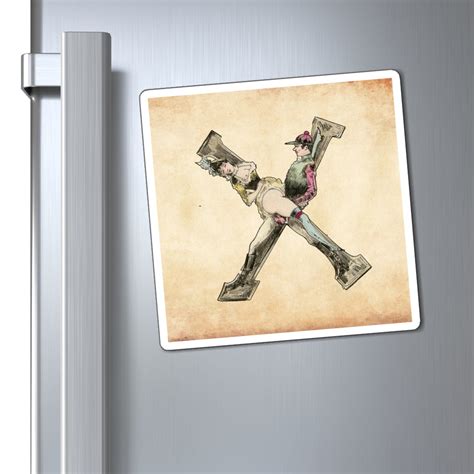 Magnet Featuring The Letter X From The Erotic Alphabet 1880 By Frenc