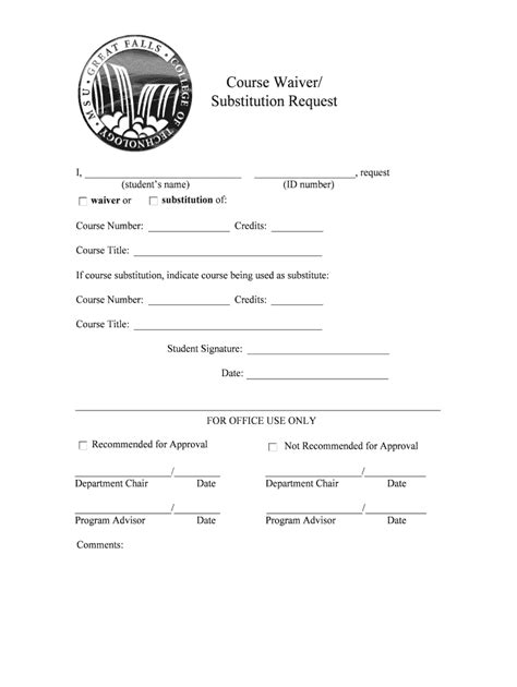 Fillable Online Facstaff Gfcmsu Course Waiver Substitution Request