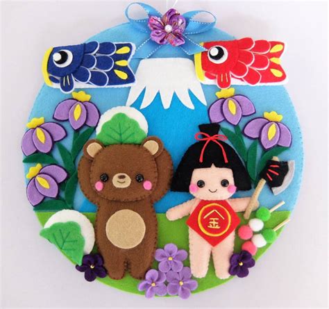 ハンドメイド フェルト リース こどもの日 端午の節句 こいのぼり 金太郎 くま 富士山 柏餅 団子 壁飾り№2その他｜売買された