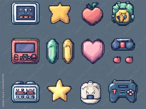 Pixel Game Icon Retro Video Games Element Arcade Ui Button Digital