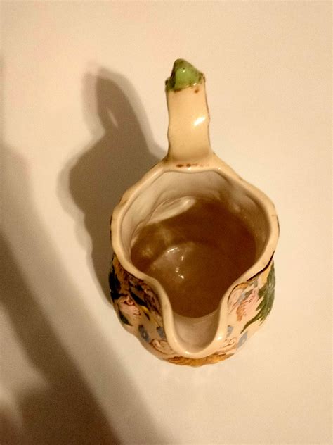 Vintage Ceramic Pitcher With Floral Design Etsy