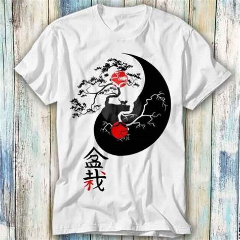 Bonsai Tree Ying Yang Japanese Art Drawing T Shirt Meme Gift Top Tee