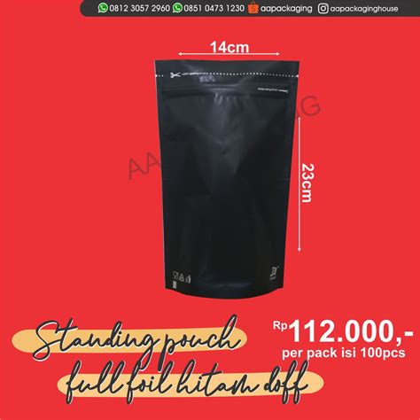 STANDING POUCH FULL FOIL HITAM 14 X 23 CM Shopee Indonesia