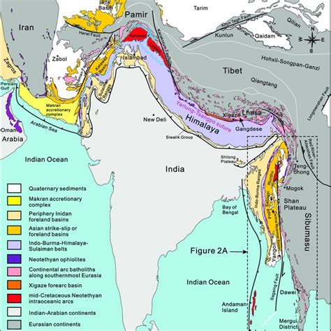 Schematic Map Of Tectonics In The India Asia Collision Orogen