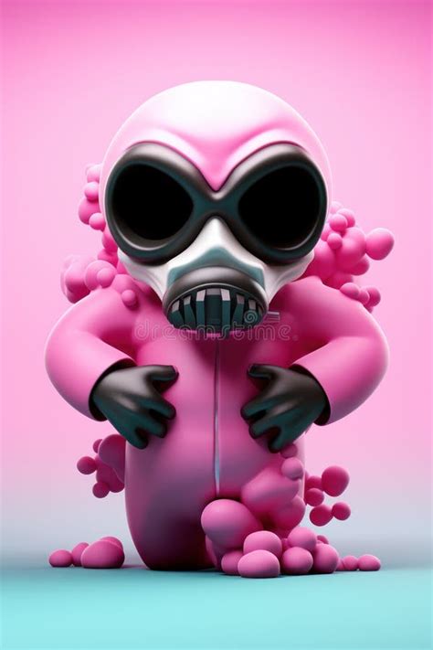 Panda Ninja A Pastel 3d Silhouette Against Danger Isolated Stock