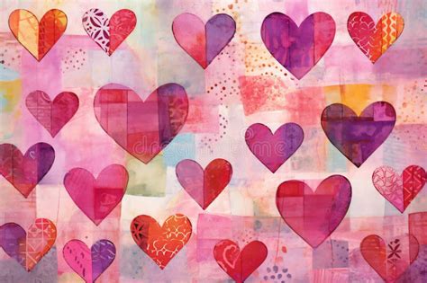 Collage Of Amour Pink Heart Patchwork Valentine S Day Holiday
