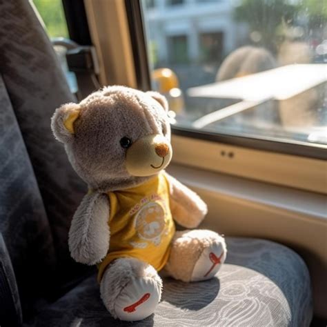 Premium Ai Image There Is A Teddy Bear Sitting On A Seat In A Train