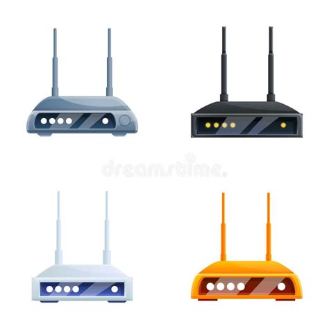 Router Icons Set Cartoon Vector Wireless Wi Fi Router Stock Vector