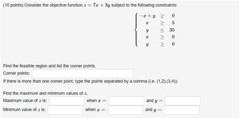Solved Consider The Objective Function Z 7x 3yz 7x 3y