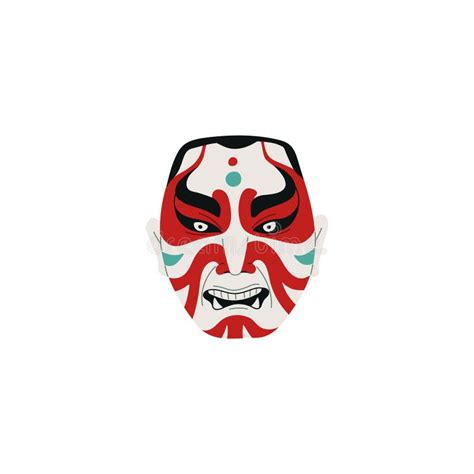 Japanese Kabuki Theater Kumadori Mask Vector Icon Asian Mythology Evil