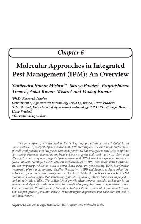 Pdf Molecular Approaches In Integrated Pest Management Ipm An Overview