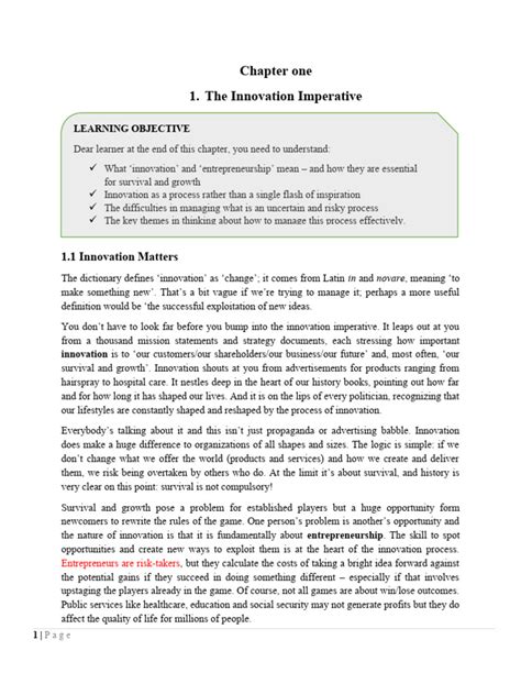 Innovation And Entreprenership Mgt Handout Pdf Entrepreneurship