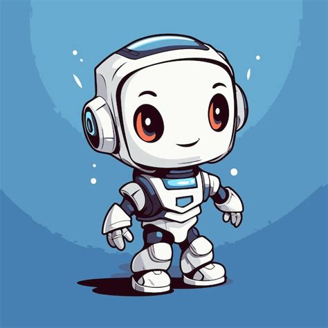 귀여운 만화 우주 비행사 터 그림 귀여운 작은 로 프리미엄 벡터