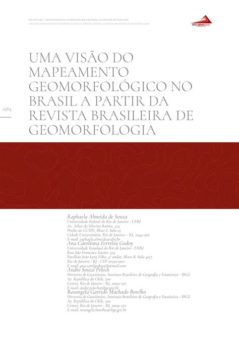 Pdf Uma Visão Do Mapeamento Geomorfológico No Brasil A Partir Da