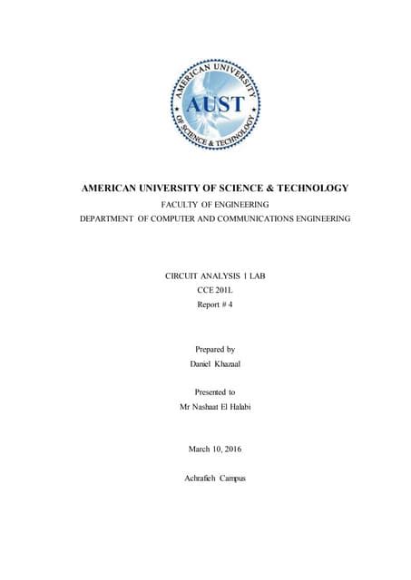 Electric Circuits 1 Lab Report Pdf