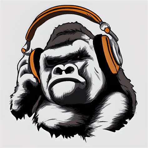 A Digital Graphic Of A Gorilla Wearing Headphones · Creative Fabrica