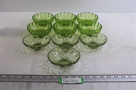 10 Glass Green Bowls Bodnarus Auctioneering