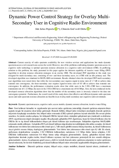 Pdf Dynamic Power Control Strategy For Overlay Multi Secondary Users In Cognitive Radio