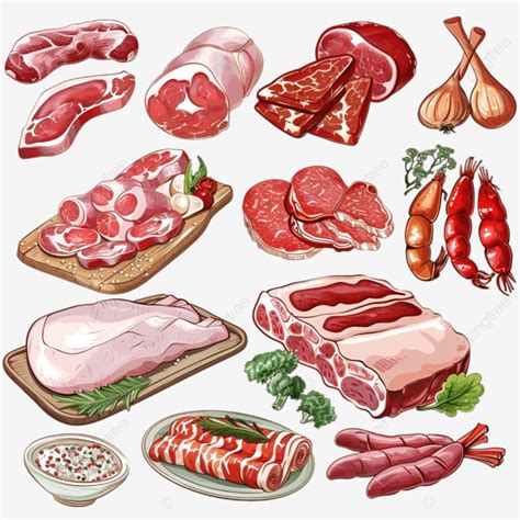 肉類產品的插圖 肉 产品 丰富多彩的png去背圖片素材免費下載，免摳圖設計圖案下載 Pngtree