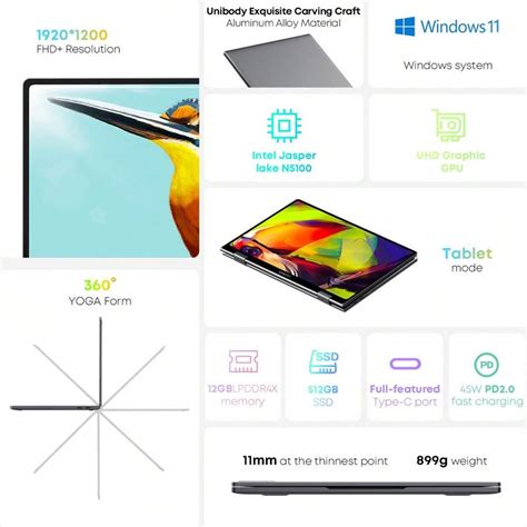 Chuwi Minibook X European Standard Plug 2 In 1 Tablet Laptop With
