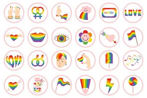 Set Of Icons With Lgbtq Community Symbols In Flat Style Sexual