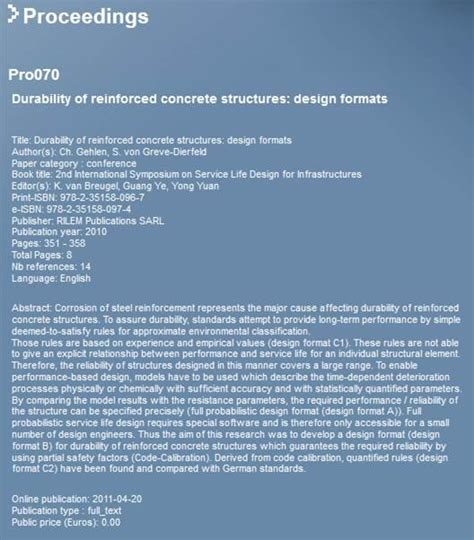 Pdf Durability Of Reinforced Concrete Structures Design Formats