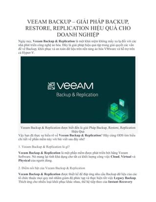 VEEAM BACKUP GIẢI PHÁP BACKUP RESTORE REPLICATION PDF