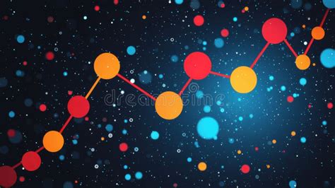 Dynamic Line Graph With Colorful Data Points And Upward Trend Stock