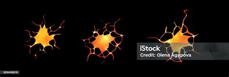 용암 균열 지진 및 지반 균열 구멍 효과 크래클루어 및 손상된 용암 질감 벡터 일러스트레이션은 지진 충돌 파괴 주제에 사용할 수 있습니다 0명에 대한 스톡 벡터 아트 및