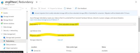 Azure Storage Account Migration Stuck While Converting From Lrs To Zrs