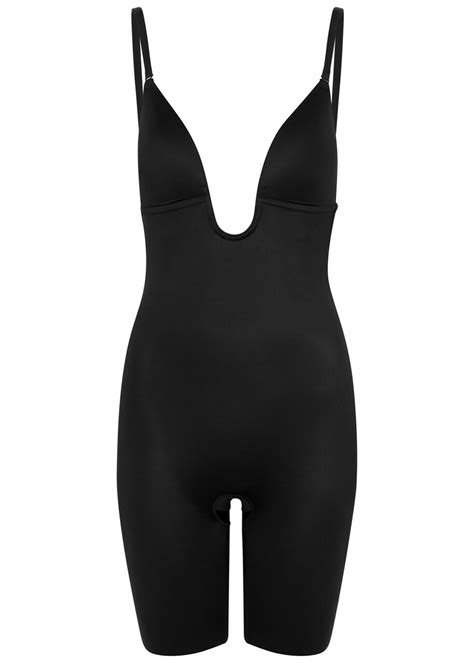 Spanx Suit Your Fancy Open Bust Mid Thigh Bodysuit Black Spanx