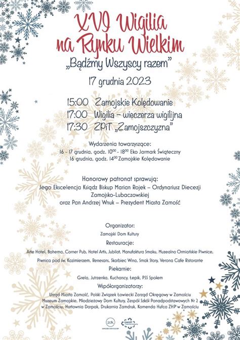 XVI Wigilia na Rynku Wielkim Zamojski Dom Kultury w Zamościu