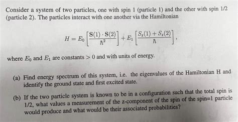 Solved Consider A System Of Two Particles One With Spin 1