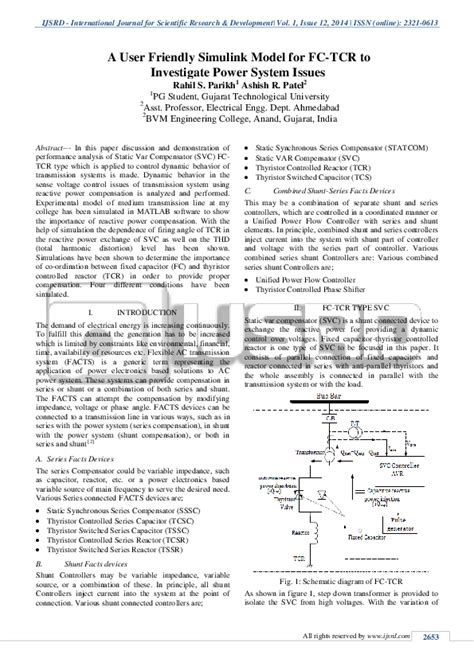 Pdf A User Friendly Simulink Model For Fc Tcr To Investigate Power System Issues