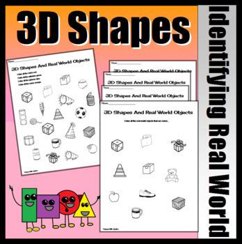 3D Real World Object Identification 4 Worksheets Assessment TPT