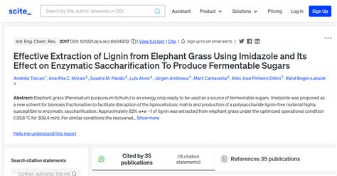 Effective Extraction Of Lignin From Elephant Grass Using Imidazole And