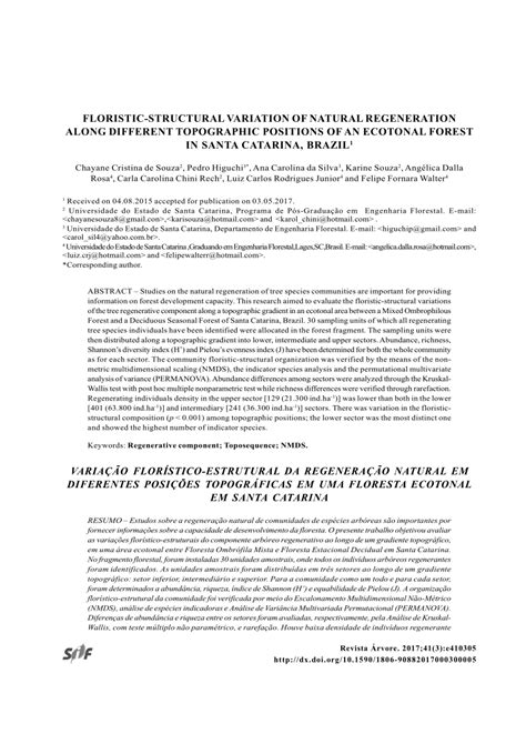 Pdf Floristic Structural Variation Of Natural Regeneration Along Different Topographic