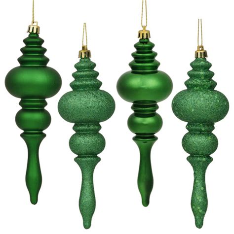 4 Finish Regal Shatterproof Finial Christmas Ornaments Set Of 8