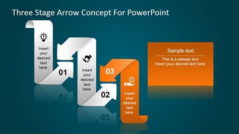 Curved Arrow Three Steps PowerPoint Diagram SlideModel