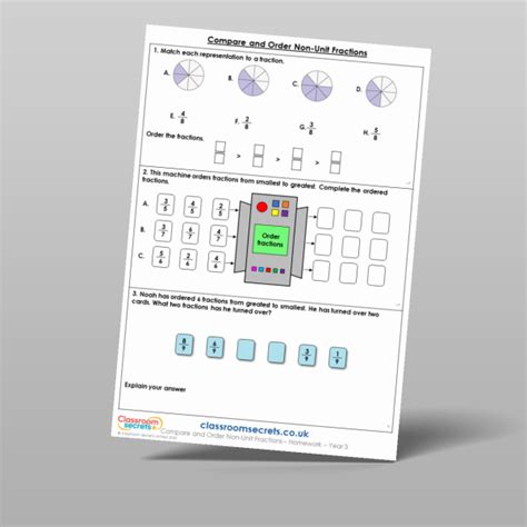Year Compare And Order Non Unit Fractions Homework Resource