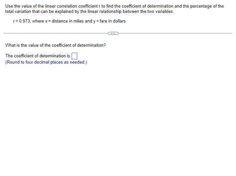 Solved Use The Value Of The Linear Correlation Coeffici